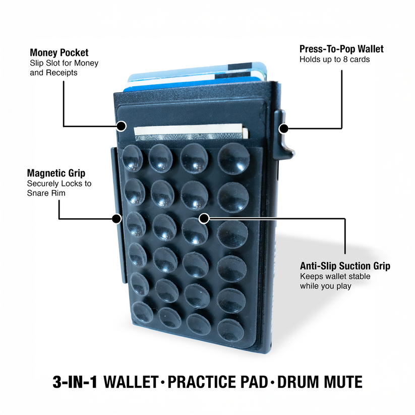 Drummer Wallet 2.0 - A Wallet, Drum Pad and Snare Mute all-in-one